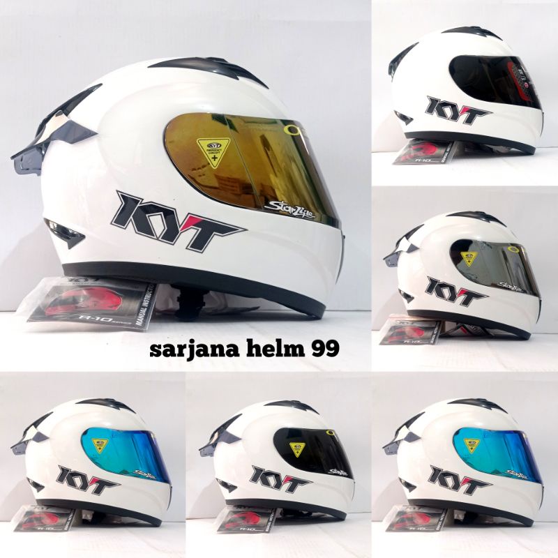 Jual HELM KYT R10 FULLFACE PUTIH POLOS |HELM FULL FACE PAKET GANTENG ...