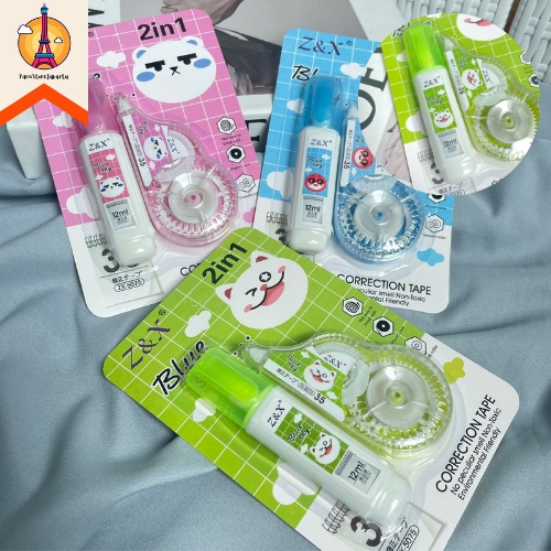 Jual Tipex Set Cair Kertas Warna Pastel Correction Tape 2 in 1 Tip ex ...