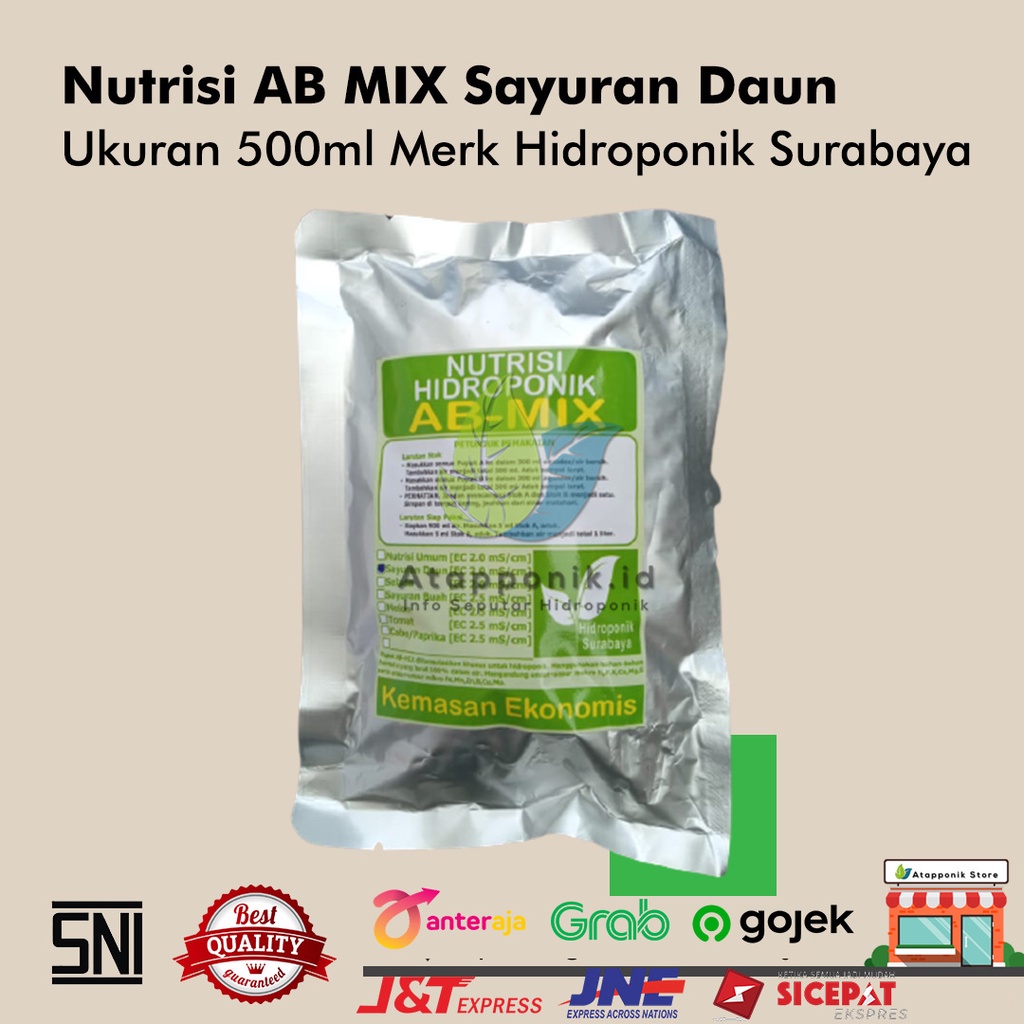 Jual Nutrisi Hidroponik AB Mix 500ml - General sayur | Shopee Indonesia