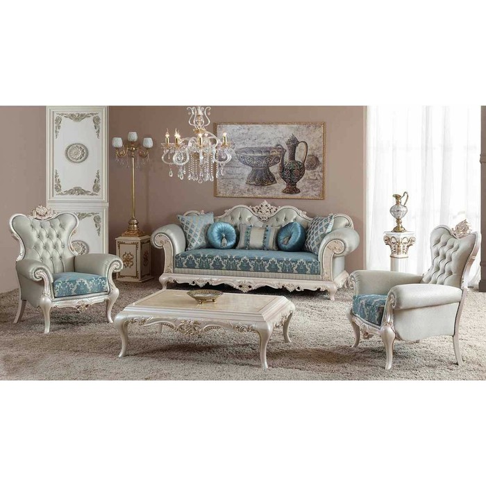 Jual Sofa set 2+1+1+meja Classic mewah - Putih | Shopee Indonesia