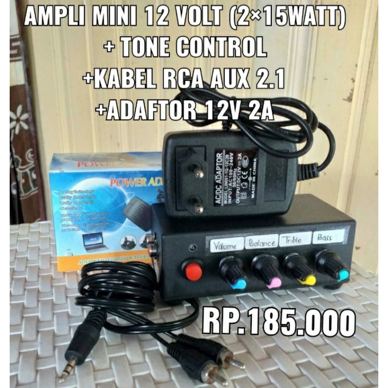Jual POWER AMPLIFIER / AMPLI MINI 12 VOLT Tone Control Sterio (Volume ...