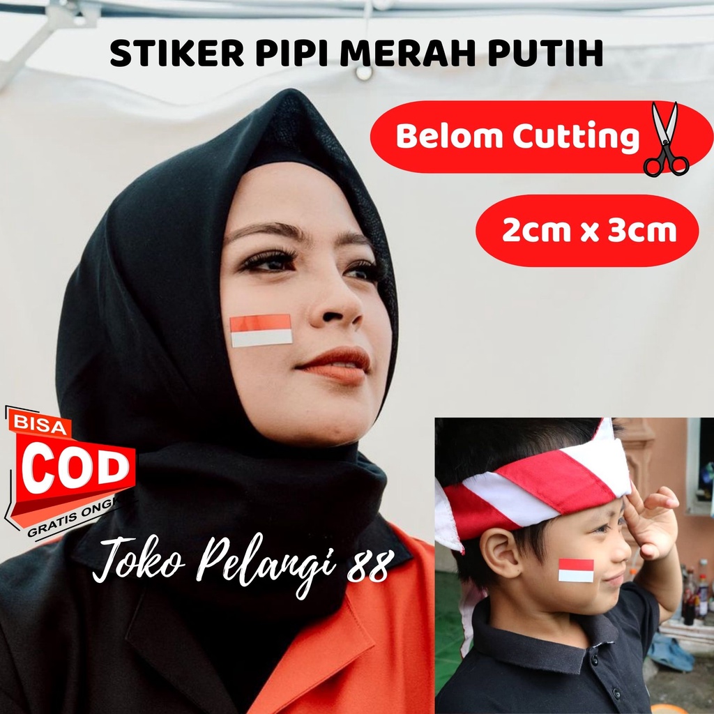Jual (10pcs) Stiker Pipi Merah Putih Sticker Pipi Bendera Indonesia ...