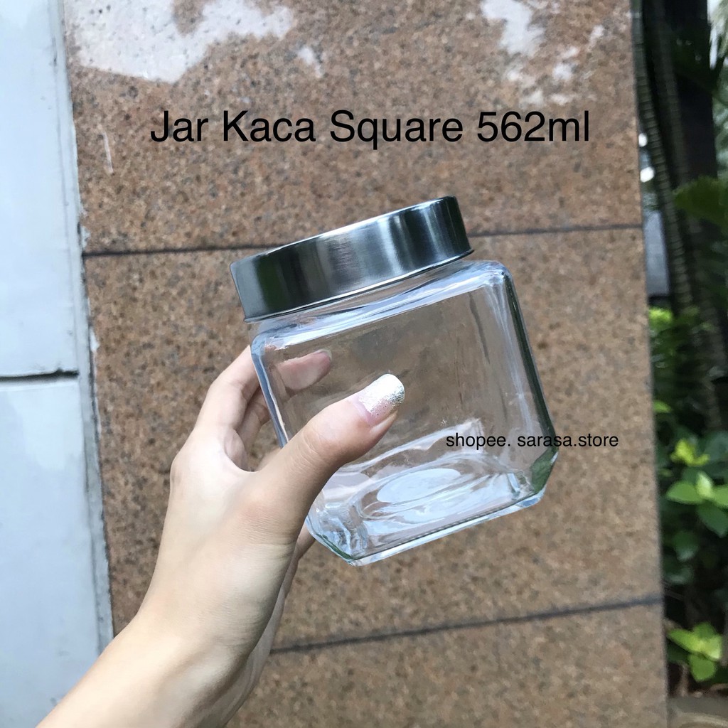 Jual Jar Square Tutup Aluminium Toples Bening size 562 ml 500ml 500 ...