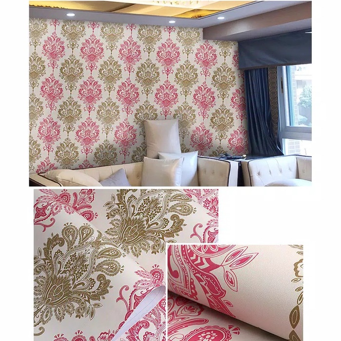 Jual Wallpaper Dinding Stiker Motif Batik Pink Gold Ukuran 45 cm x 10 m | Shopee Indonesia