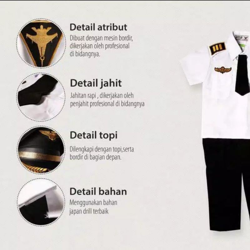 Jual Seragam Pilot anak/baju pilot anak/Kostum anak tk/paud | Shopee ...