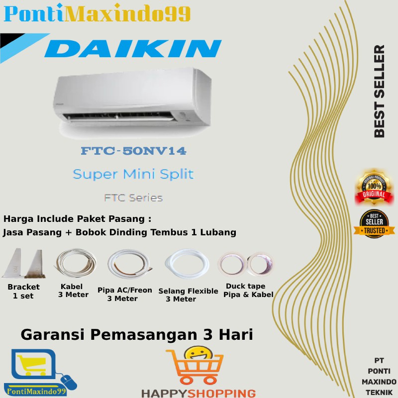 Jual AC DAIKIN R32 220V STC-50NV14 2 PK PLUS PASANG | Shopee Indonesia