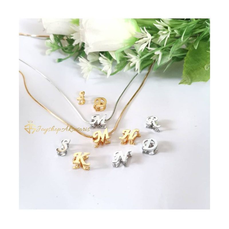 Jual kalung inisial model balok latin 3D doble bisa reques huruf ...