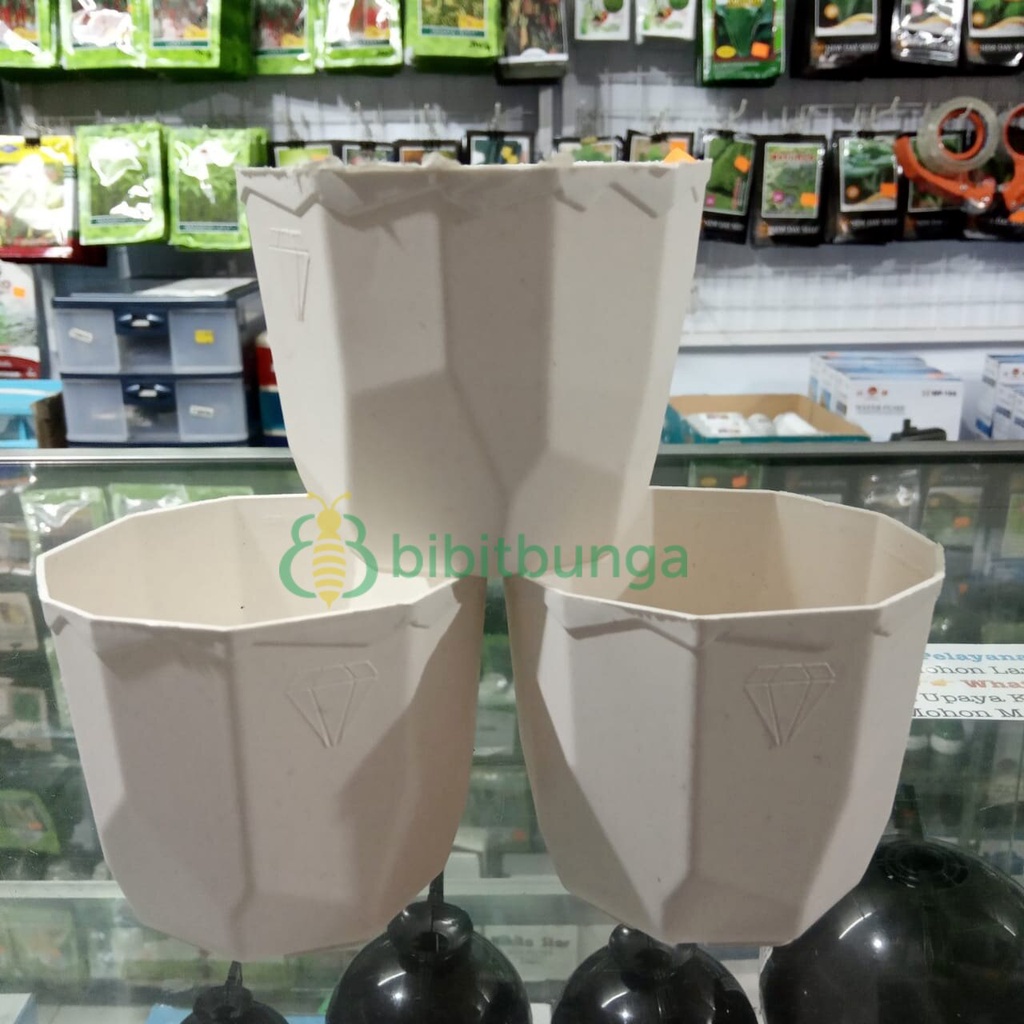 Jual Pot Bunga Permata Putih 8cm Vas Tanaman Hias Mini Plastik Modern ...