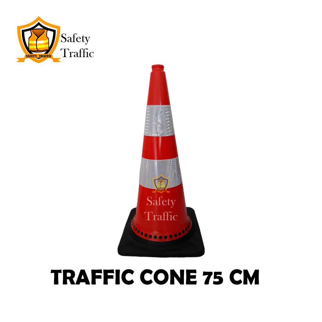 Jual Traffic Cone Rubber 75 cm / Kerucut Lalu Lintas Karet 75 cm Base Hitam | Shopee Indonesia