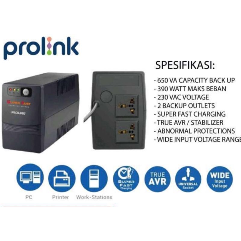 Jual UPS PROLINK Lengkap Batrey Pro700SFC 650VA PRO 700SFC Stabilizer Battery 650 700 SFC ...