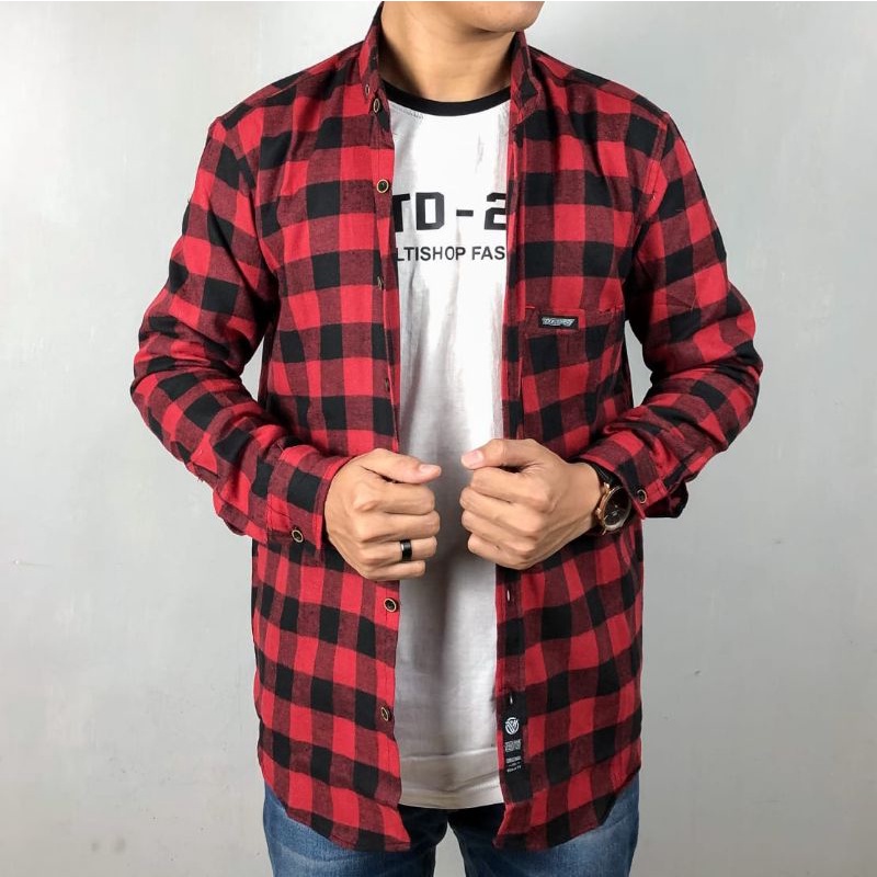 Jual FLANEL RED BLACK SQUARE | Shopee Indonesia