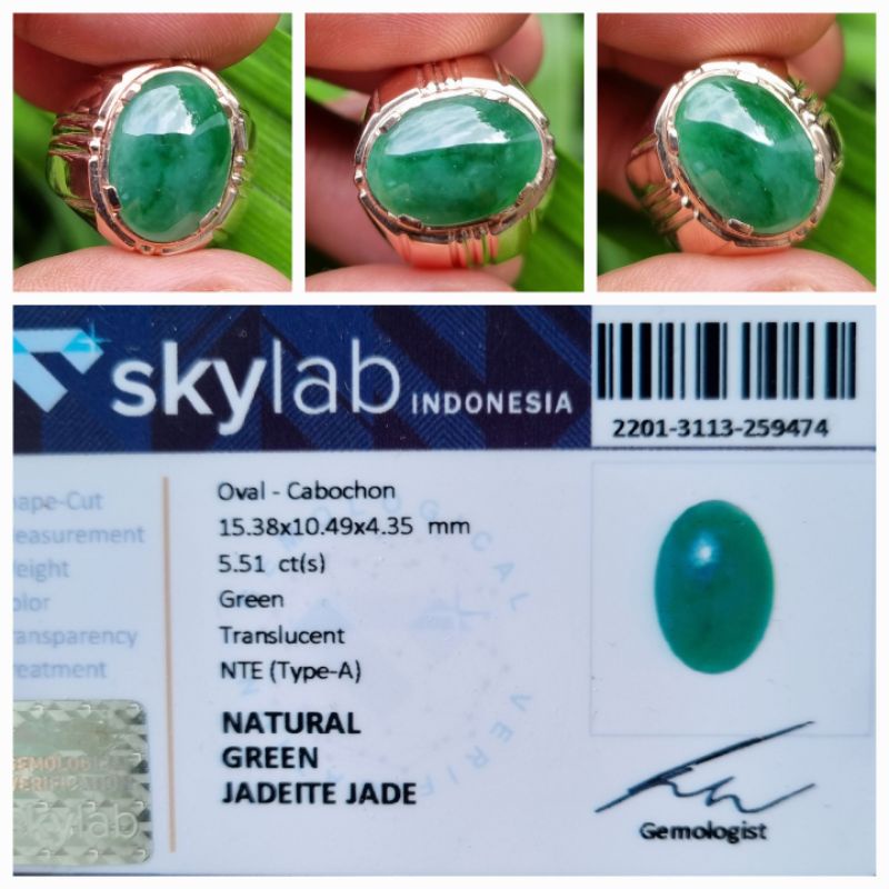 Jual Natural Top Green Jadeite Jade Type A Myanmar Giok Burma Memo 5.51 ...