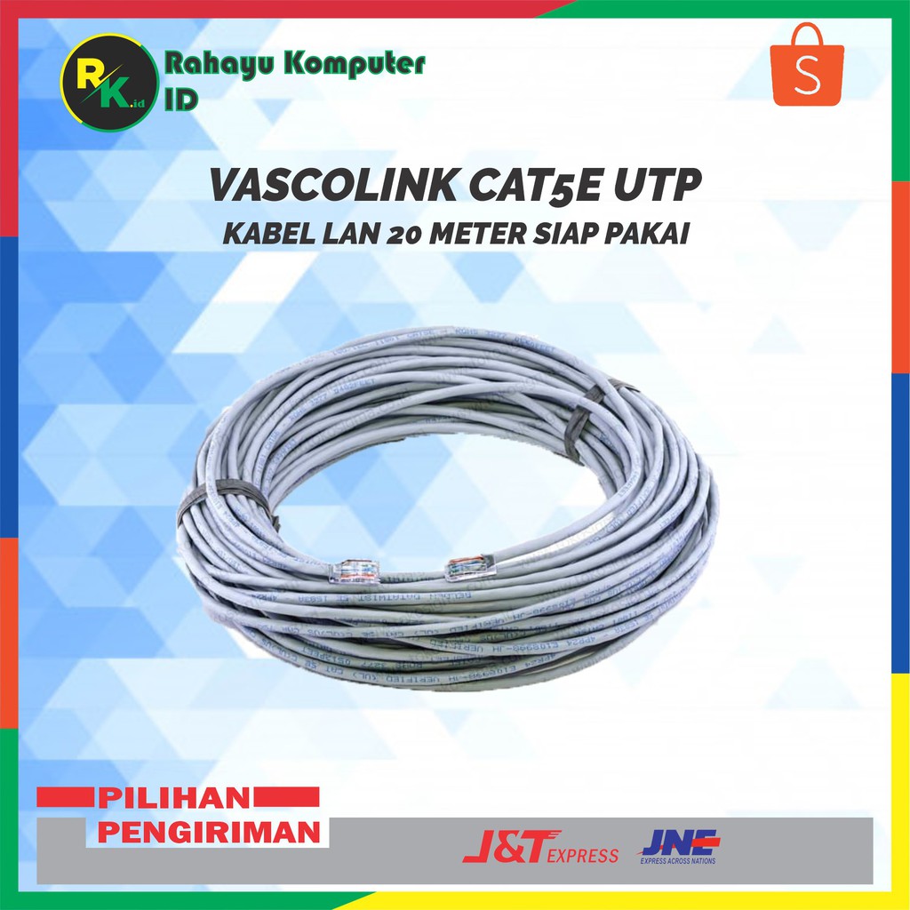 Jual Kabel LAN 20M UTP RJ45 Cat5E ORIGINAL VASCOLINK 20 Meter CAT5e ...