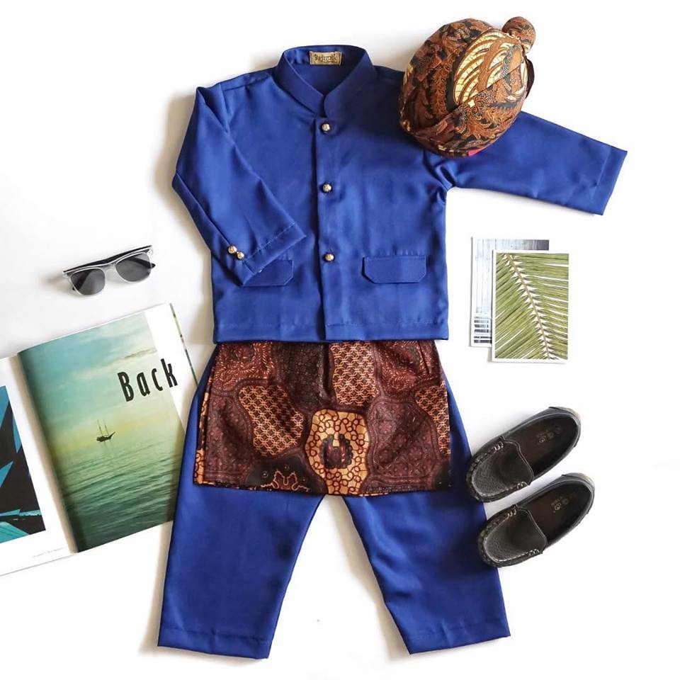 Jual BAJU ADAT JAWA ANAK WARNA NAVY MODEL BASOFI /BESKAP NEWBORN/ BAJU ...