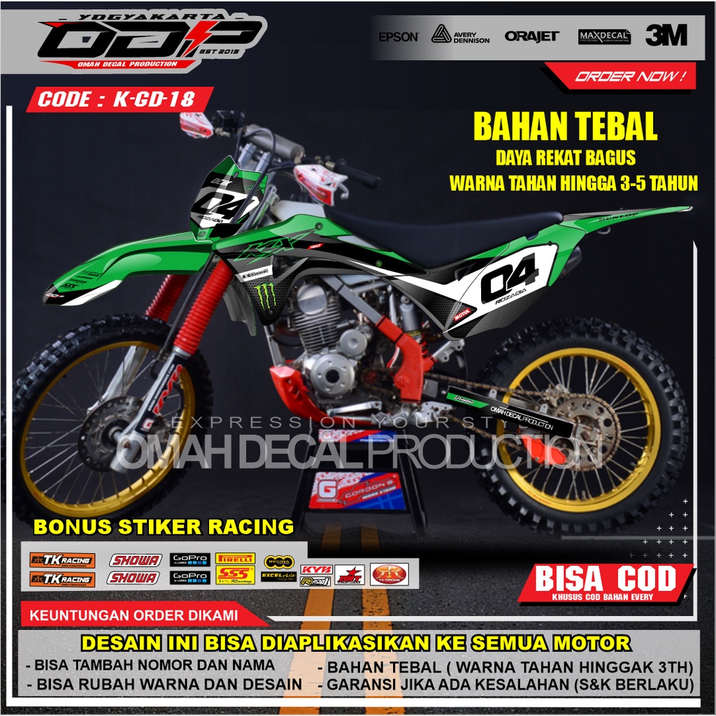 Jual DECAL GORDON FULL BODY AKSESORIS VARIASI STICKER MOTOR KAWASAI KLX ...