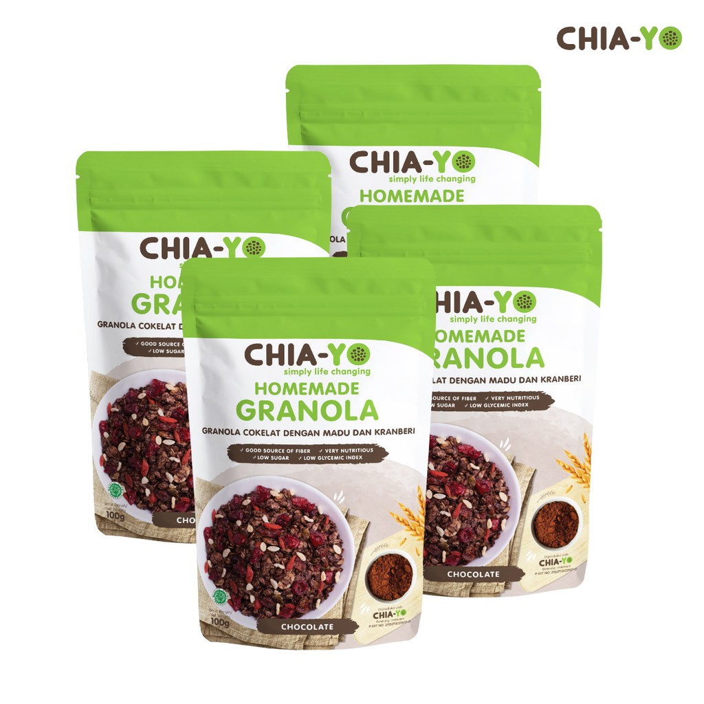 Jual Chiayo Bundling 4 pack Homemade Granola Dark Chocolate 100gr ...