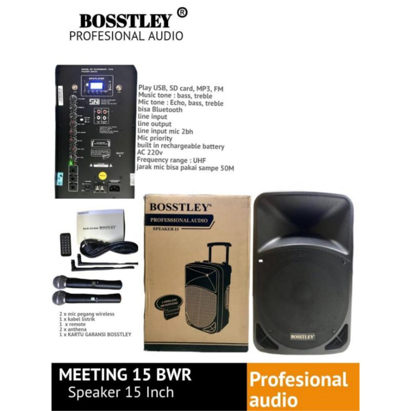 Jual Speaker Portable WIRELESS MEETING 15 BWR BOSSTLEY 15 INCH | Shopee ...