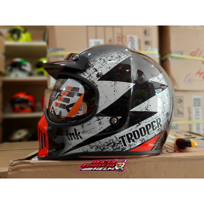 Jual HELM INK TROOPER THUNDER BLACK OREN ORI HELM CAKIL INK HELM RETRO ...