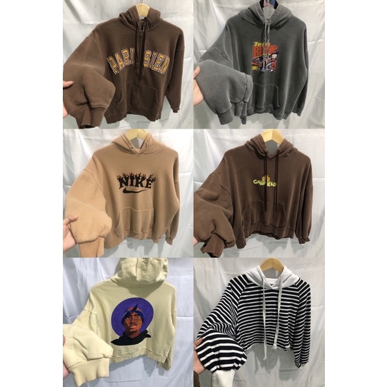 Jual {COD} SWEATER HOODIE GEMOY REWORK CROP OVERSIZE | Shopee Indonesia