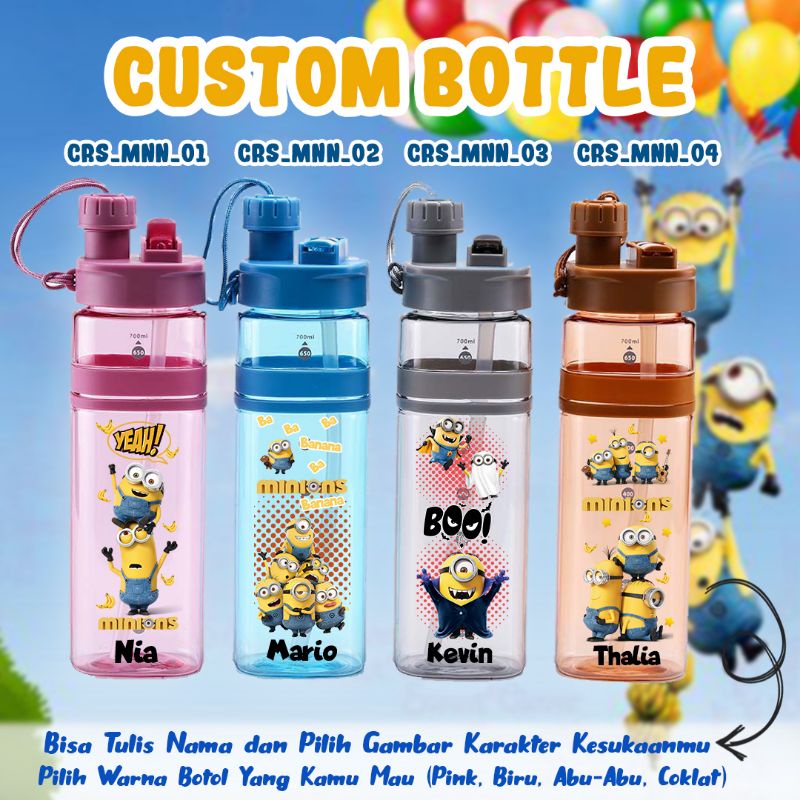 Jual CUSTOM BOTOL MINUM 2 IN 1 MINION 70O ML | Shopee Indonesia