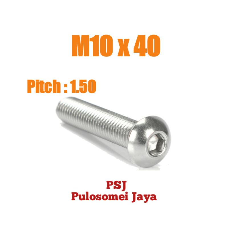 Jual Baut L Button M10 x 40 / Baut Button L M10 x 40 SUS 304 | Shopee Indonesia