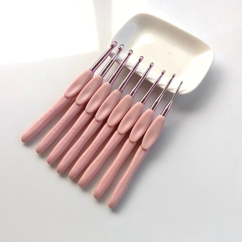 Jual ANEKA - Hakpen / Alat Rajut Crochet Hook Pink Ergonomic Set ...