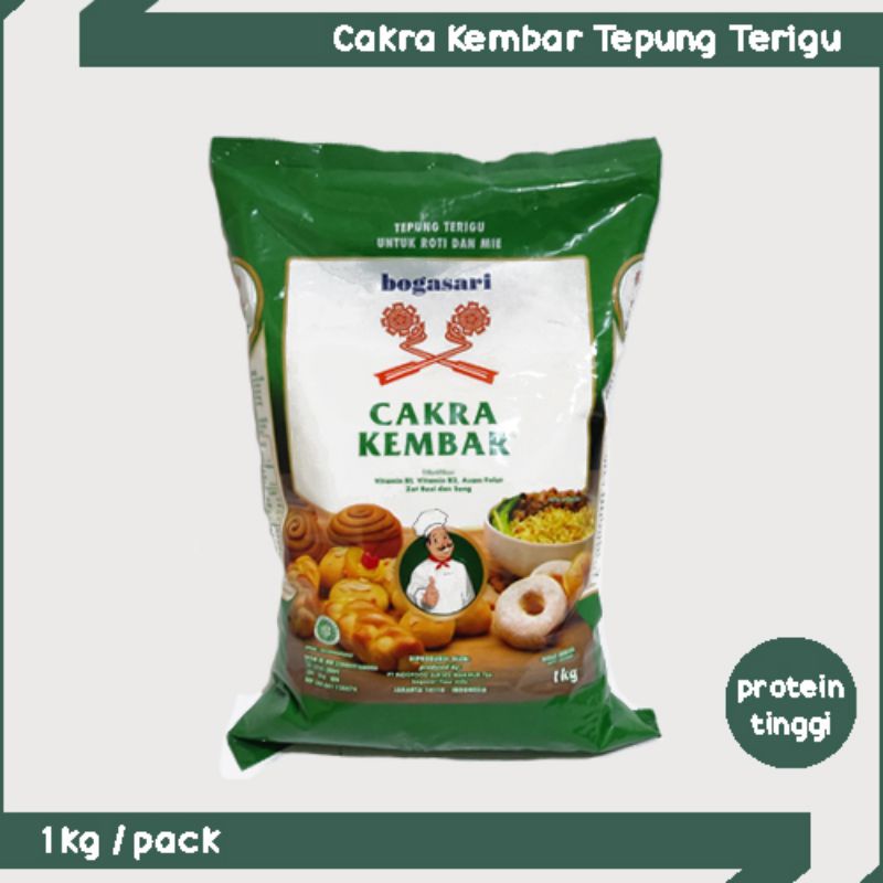 Jual Tepung Terigu Cakra Kembar / Tepung Protein Tinggi 1kg | Shopee ...