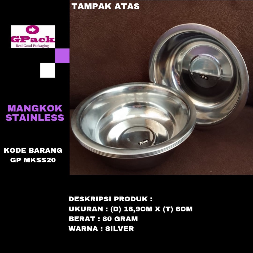 Jual MANGKOK STAINLESS / BASKOM STAINLESS 16, 18, 20, 22, 24 CM (GP-MKSS) | Shopee Indonesia