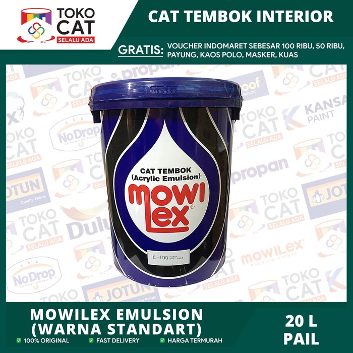 Jual CAT TEMBOK MOWILEX ACRYLIC EMULSION WARNA STANDART / PUTIH E100 ...