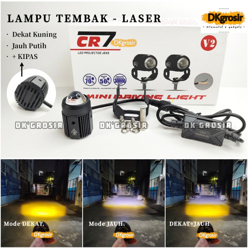 Jual CR7 - Lampu tembak Laser + Kipas V2 LED - Mini Driving Light High ...