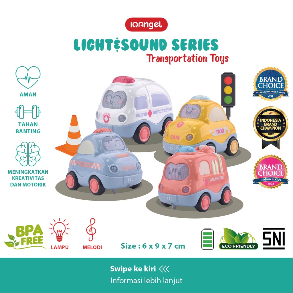 Jual [FREE BATERAI] IQAngel Transportation Car Toys / Mainan Edukatif ...