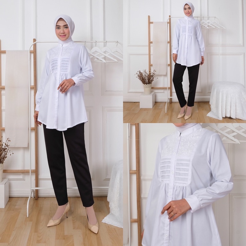 Jual Seenaoutfit - BS 012 Baju Putih Atasan Putih Wanita Kerja Kantoran ...