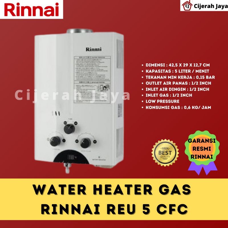Jual Water Heater Rinnai Gas REU 5 CFC / REU5CFC / Promo / Pemanas Air Gas Rinnai REU 5 CFC ...