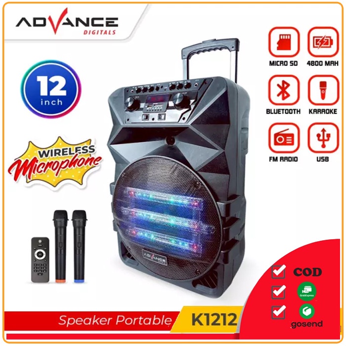 Jual Speaker Aktif Advance K1212 12inci Bluetooth free 2 MIC wireles suara super bass | Shopee ...