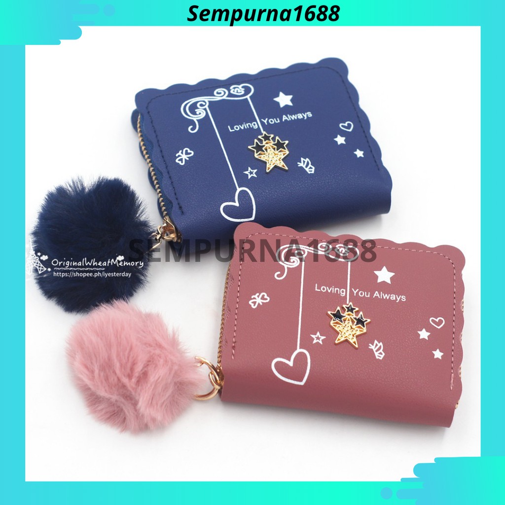 Jual ⭐SMP⭐ DOMPET WANITA PLUS GANTUNGAN POM2 DOMPET KOIN FASHION TRENDY WALLET D18 | Shopee ...