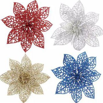 Jual BUNGA GLITTER B 15 CM artificial hiasan pohon natal dekorasi ...