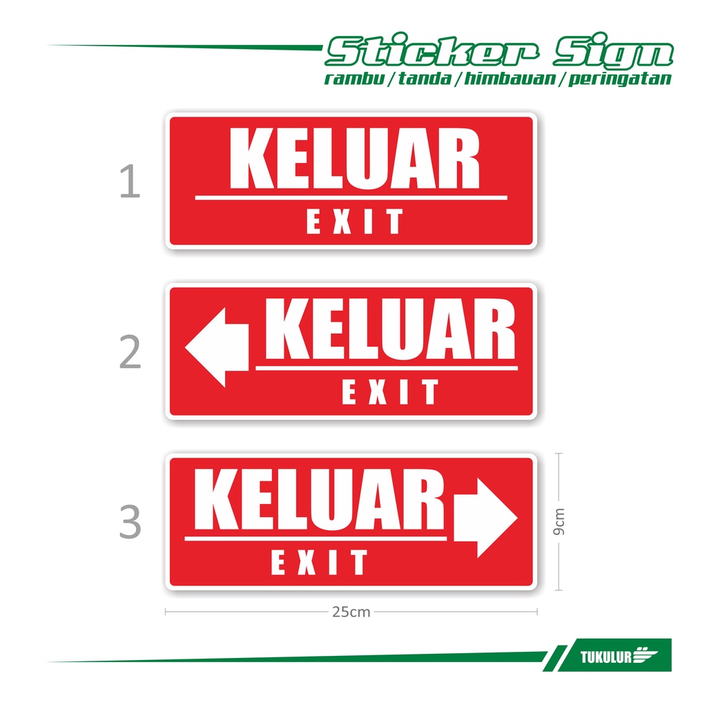 Jual STIKER TANDA SIGN HIMBAUAN PERINGATAN INFORMASI KELUAR EXIT KANTOR ...