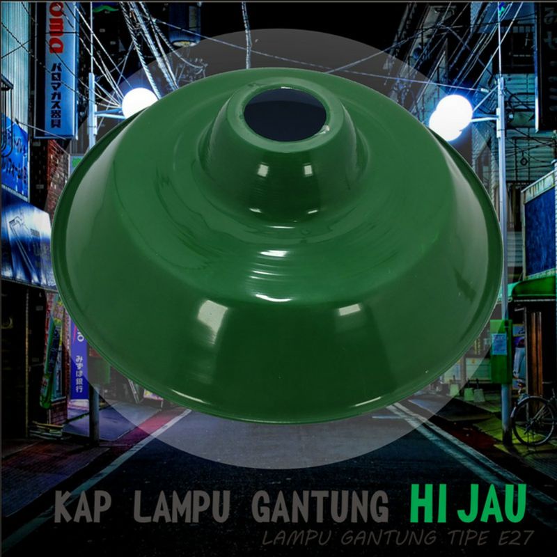 Jual Kap Lampu Gantung / Kap Lampu Hijau WD + Fitting Lampu E27 Komplit ...