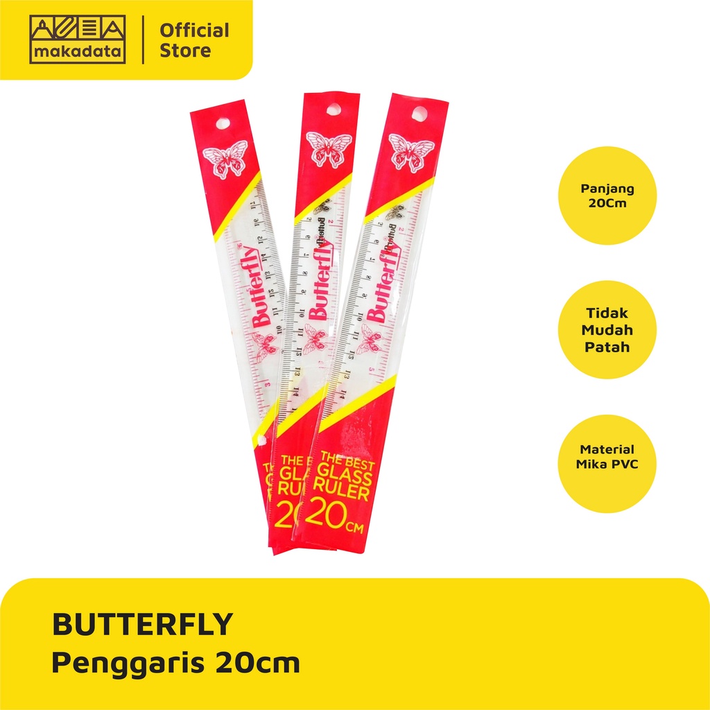 Jual PENGGARIS / GARISAN BUTTERFLY 20 CM MIKA PVC (1 PCS) MURAH ...