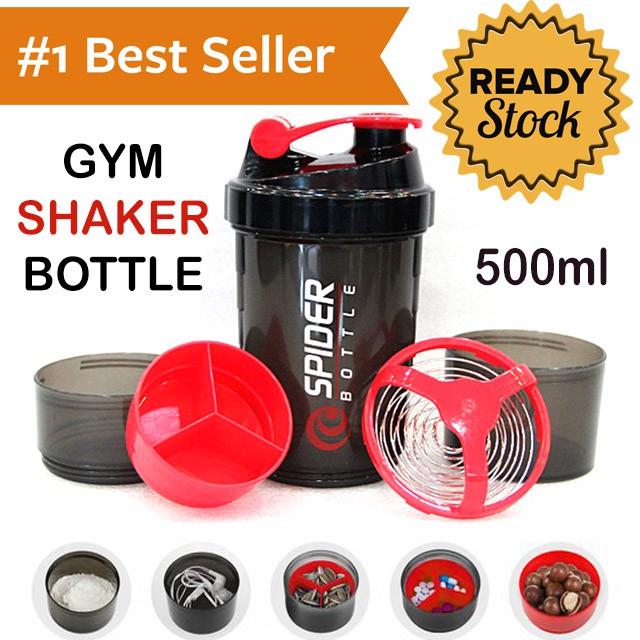 Jual Botol Minum Whey Protein Gym Shaker Susu Shake 500ml 3 Part Sport ...