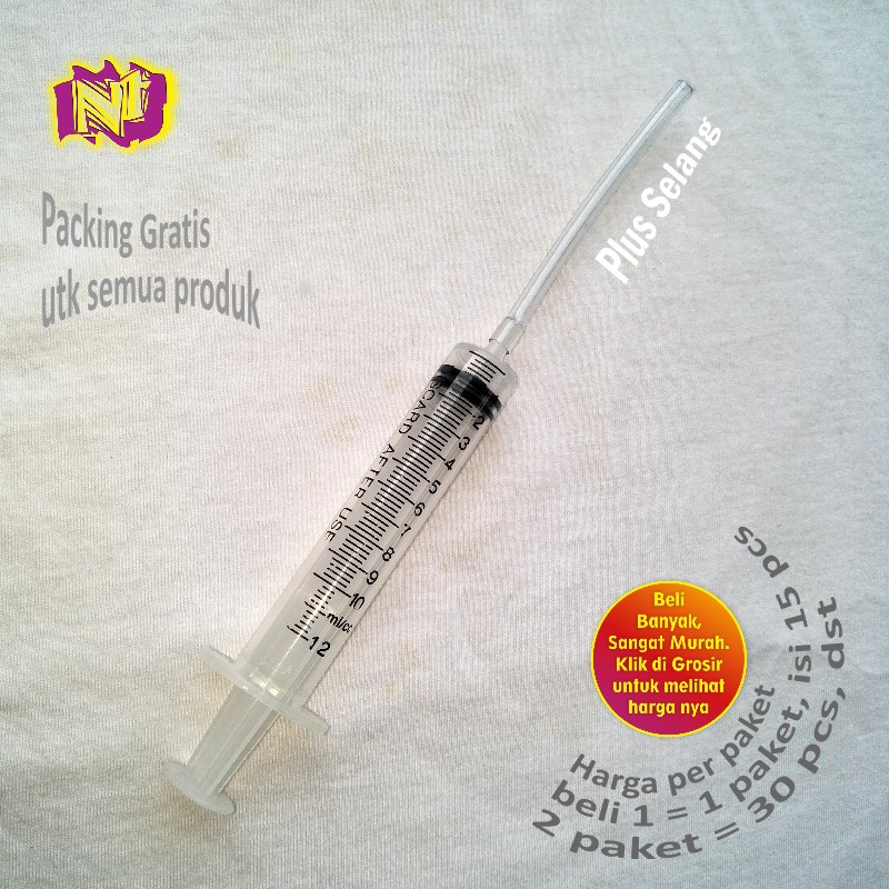 Jual paket 15 pcs suntikan 12 ml + selang - syringe slip 12 cc/ spuit ...