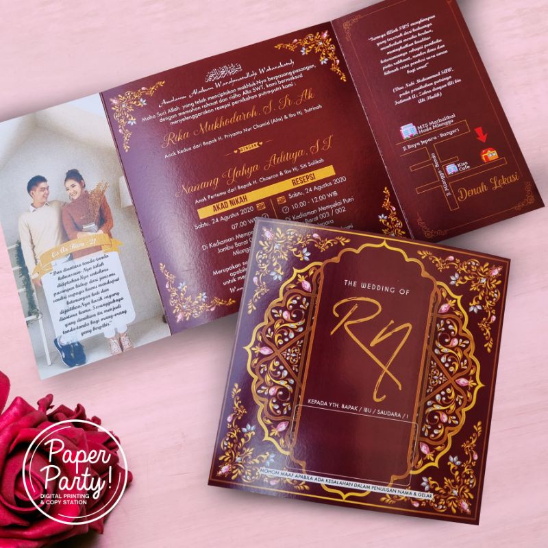 Jual undangan pernikahan tema maroon diamond | Shopee Indonesia