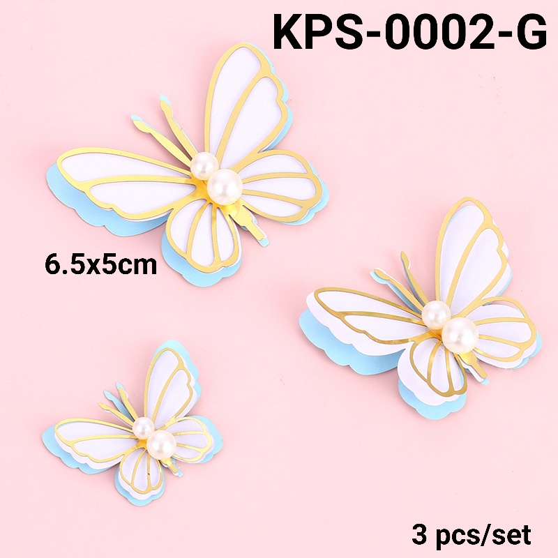 Jual GR-KPS-0002 Cake topper hiasan kue kupu kupu butterfly pink ungu ...
