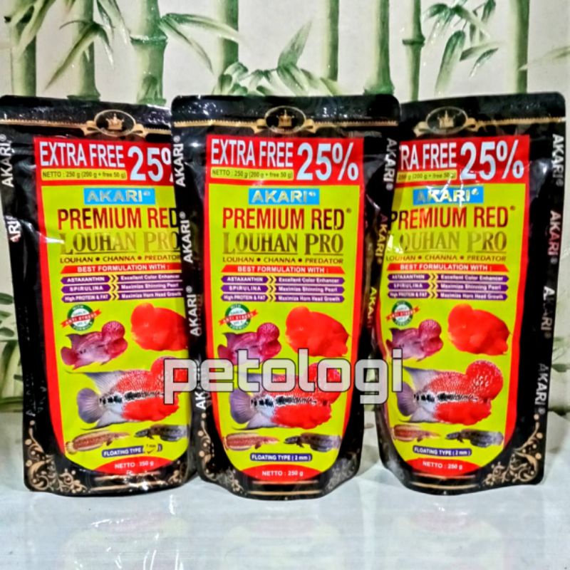 Jual Akari Premium Blue Yellow Red Maxi Louhan Pro 250 gram, Pelet Ikan ...