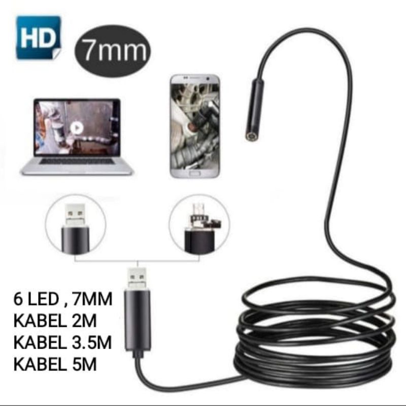 Jual KAMERA ENDOSCOPE KABEL 2M 3.5M 5M 7mm 6 LED spy camera waterproof ...