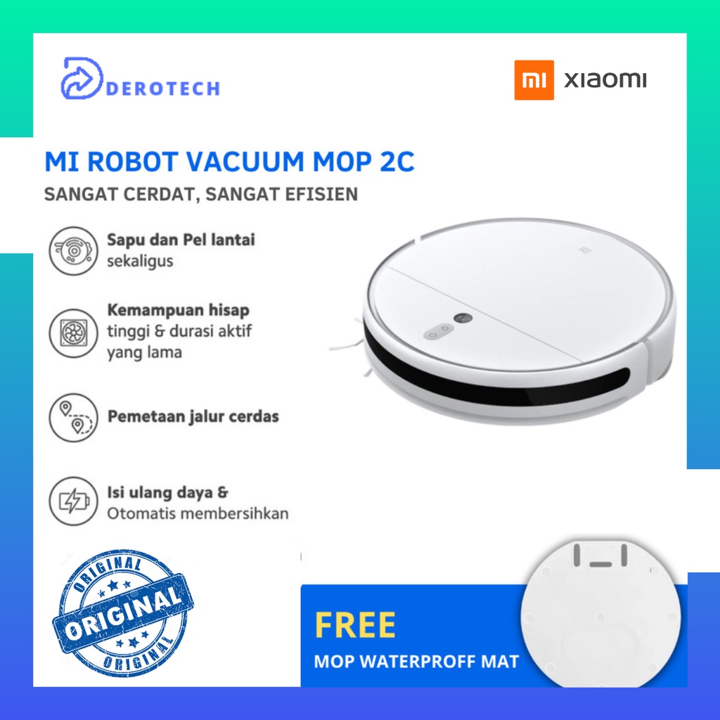 Jual Mi Robot Vacuum Mop 2C Vacuum Cleaner Robot Sapu Otomatis | Shopee ...