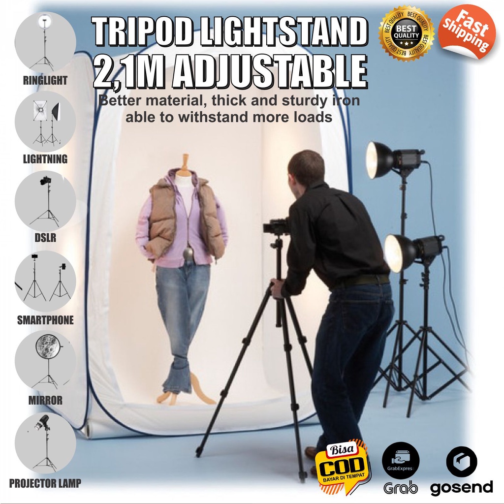 Jual Paket Ring Light Besar dan Lightstand Tripod Lampu Ringlight Light ...