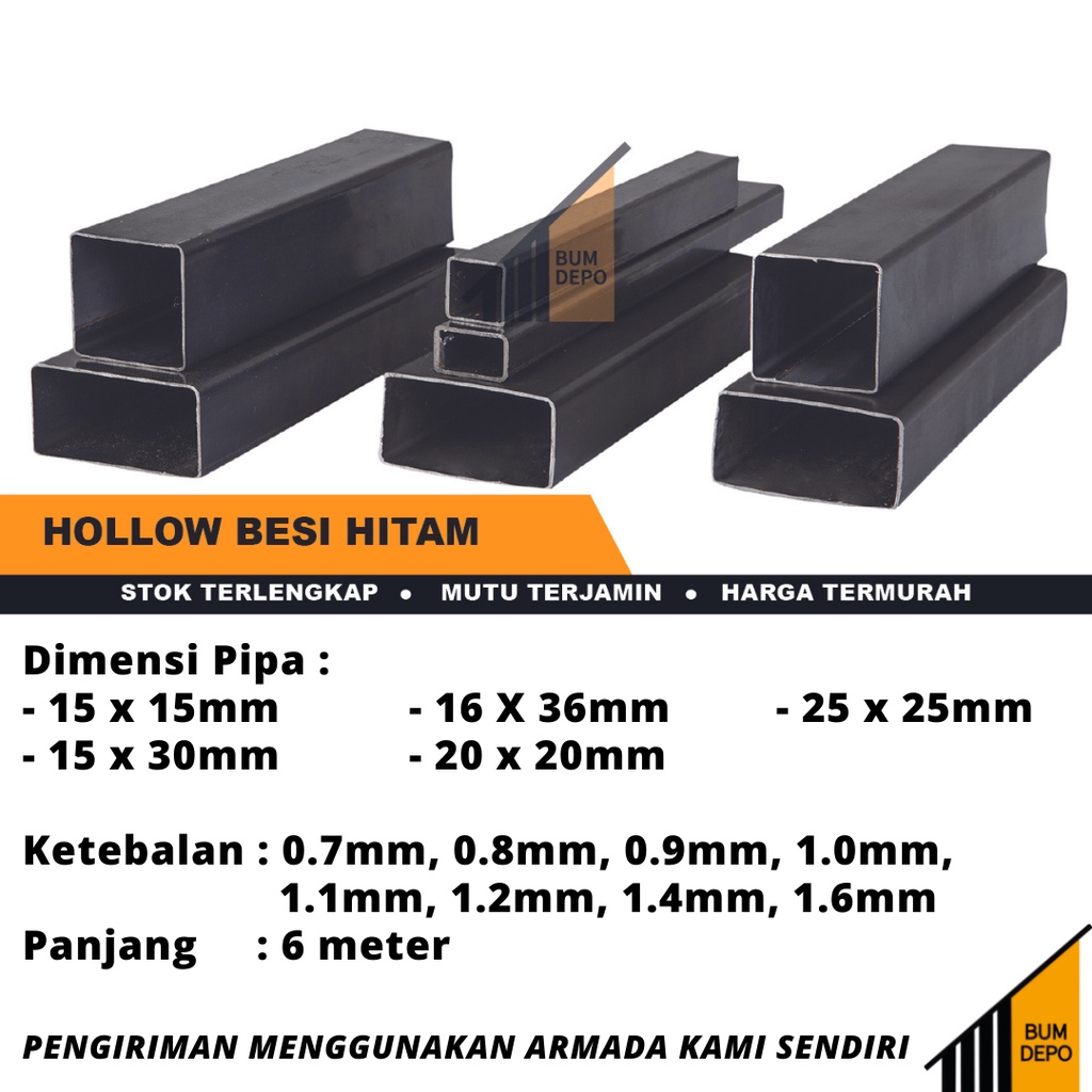 Jual HOLLOW BESI HITAM 15X15 15X30 16X36 20X20 25X25 30X30 | Shopee Indonesia