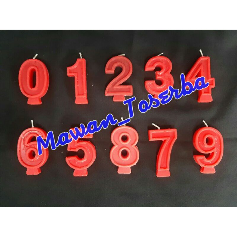 Jual Lilin angka merah / Lilin Kue Ulang Tahun Party Angka 0-9 (Per ...