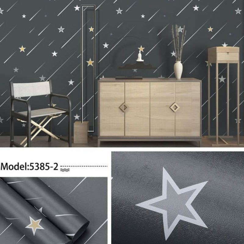 Jual Wallpaper dinding motif abu polos Bintang | Shopee Indonesia